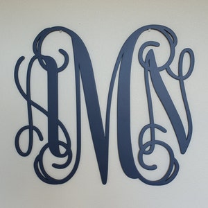 Painted Wooden Monogram, Wood Initials, Vine Script, Initials, Room, Wall, Nursery and Wedding ...