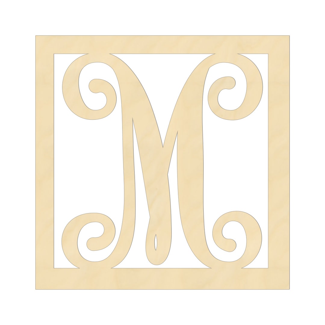2" - 34" Wooden Monogram in Square Frame, Wood Monogram, Room, Wall ...