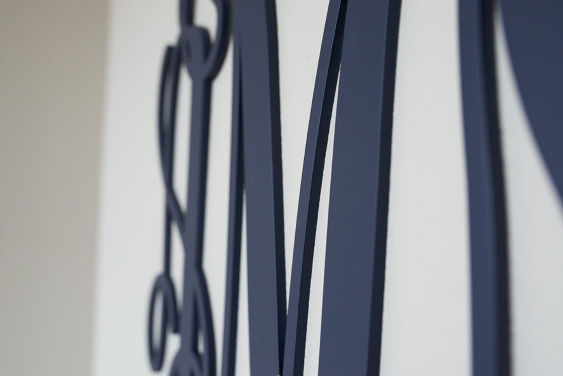 Painted Wooden Monogram Wood Initials Vine Script Initials | Etsy