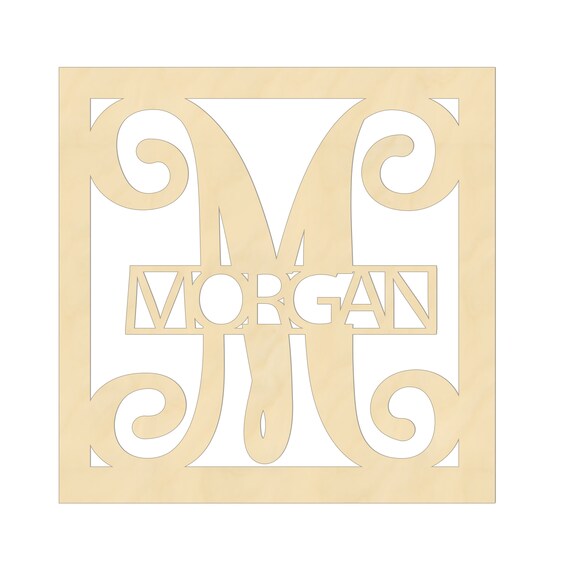 2 34 Wooden Monogram in Square Frame Wood | Etsy
