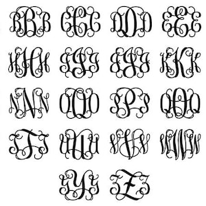 Painted Wooden Monogram, Wood Initials, Vine Script, Initials, Room, Wall, Nursery and Wedding ...