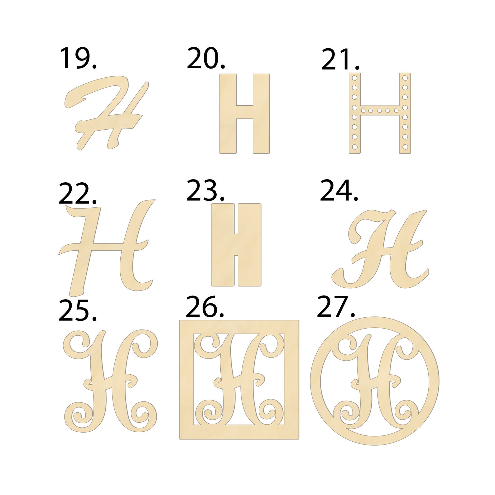 2" - 34" Wooden Letter "h" Kids Room, Nursery, Wedding Decoration, Gift ...