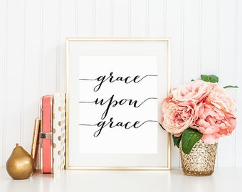 Grace Upon Grace Bible Verse Wall Art Decor John 1:16 | Etsy