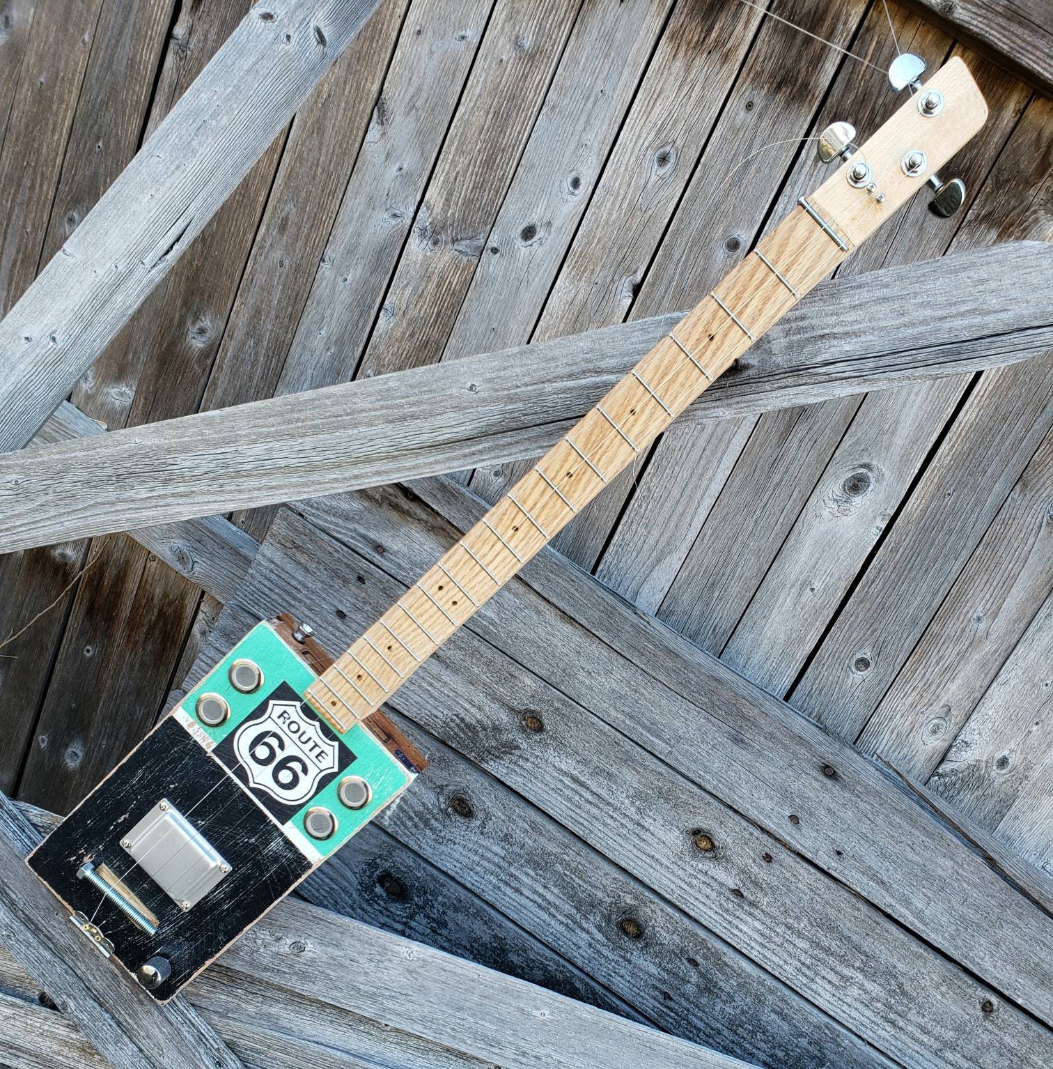 Route 66 Black & Green Cigar Box Guitar - Etsy
