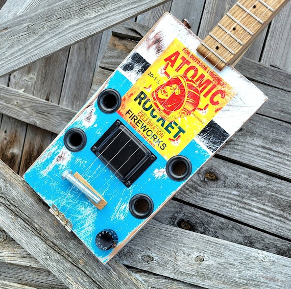 Atomic Rocket Cigar Box Blue and White V3 | Etsy