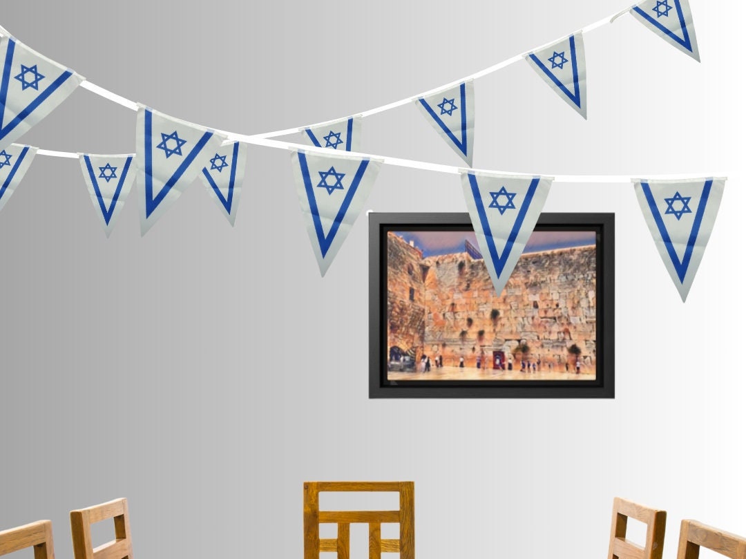 Israeli Flag Bunting, Triangular Flags. Israeli Flag Garland. Hebrew ...