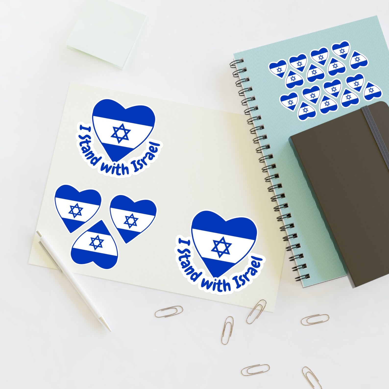 Israel Flag Stickers, Heart Shaped. Stand With Israel Stickers. Israel ...