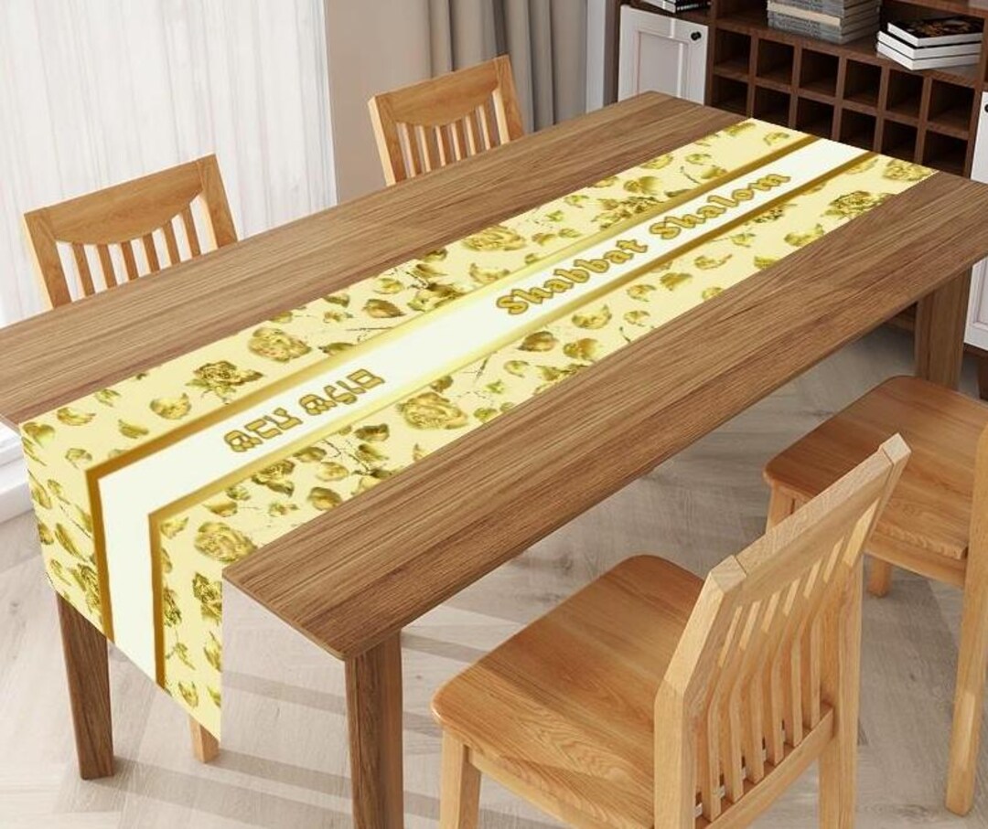 Shabbat Shalom Table Runner Floral Design, Jewish Gifts for Family ...