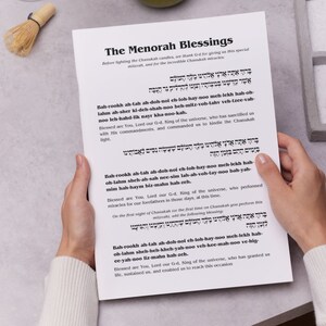 How to Light the Menorah Hanukkah Prayer Printable, Blessings Cards ...