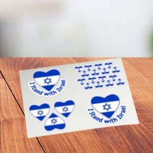 Israel Flag Stickers, Heart Shaped. Stand With Israel Stickers. Israel Vinyl Stickers. Flag of ...
