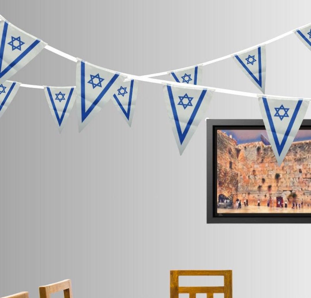 Sukkah Decoration, Sukkah Garland, Israeli Flag Bunting. Israel Flag ...