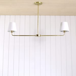 Concord 2-arm Chandelier -- Traditional Minimal Linen Shade Curved Arm ...