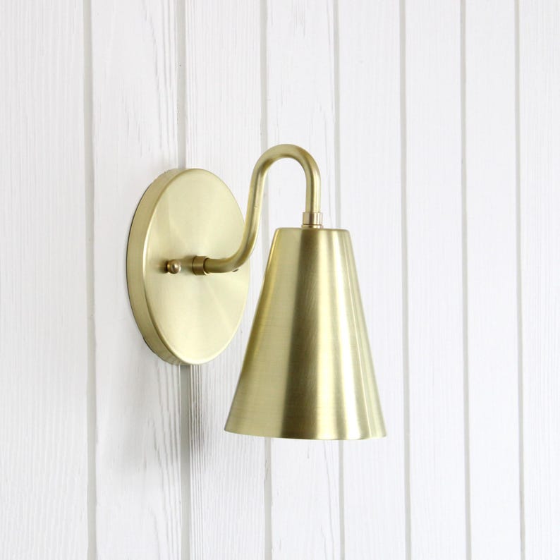 Crook Sconce - Petite Minimal Sconce Wall Lamp Light Fixture Brass ...