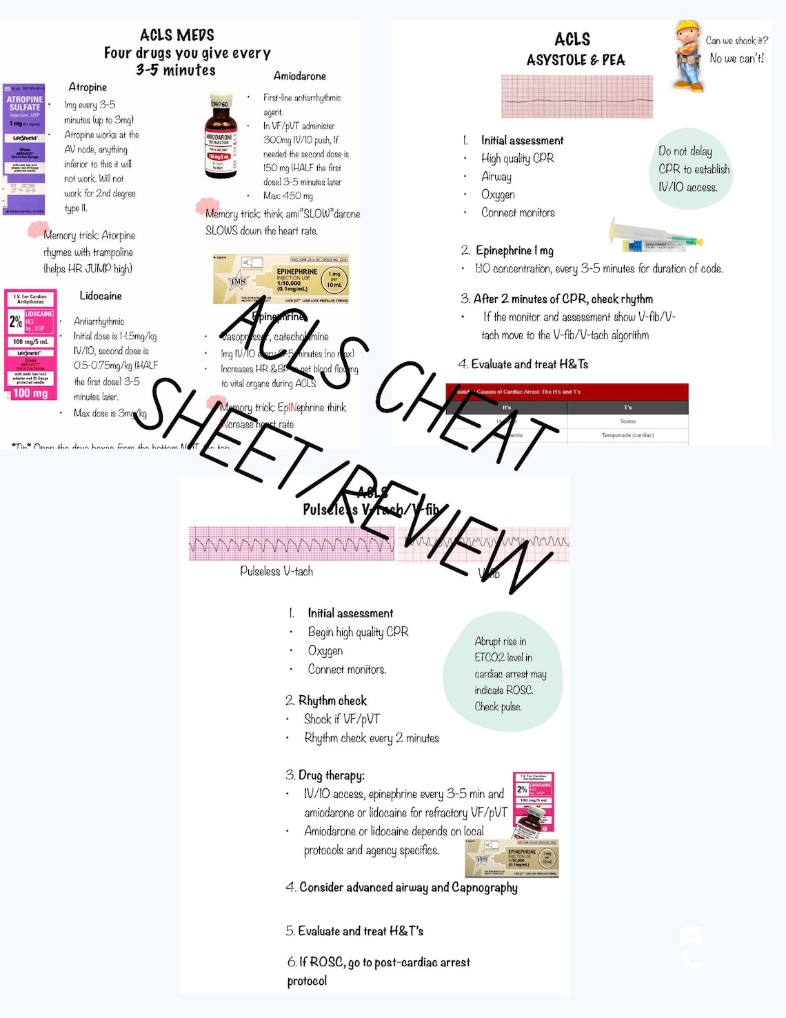 ACLS Cheat Sheet Study Guide for Nurses, Paramedics, Physician ...