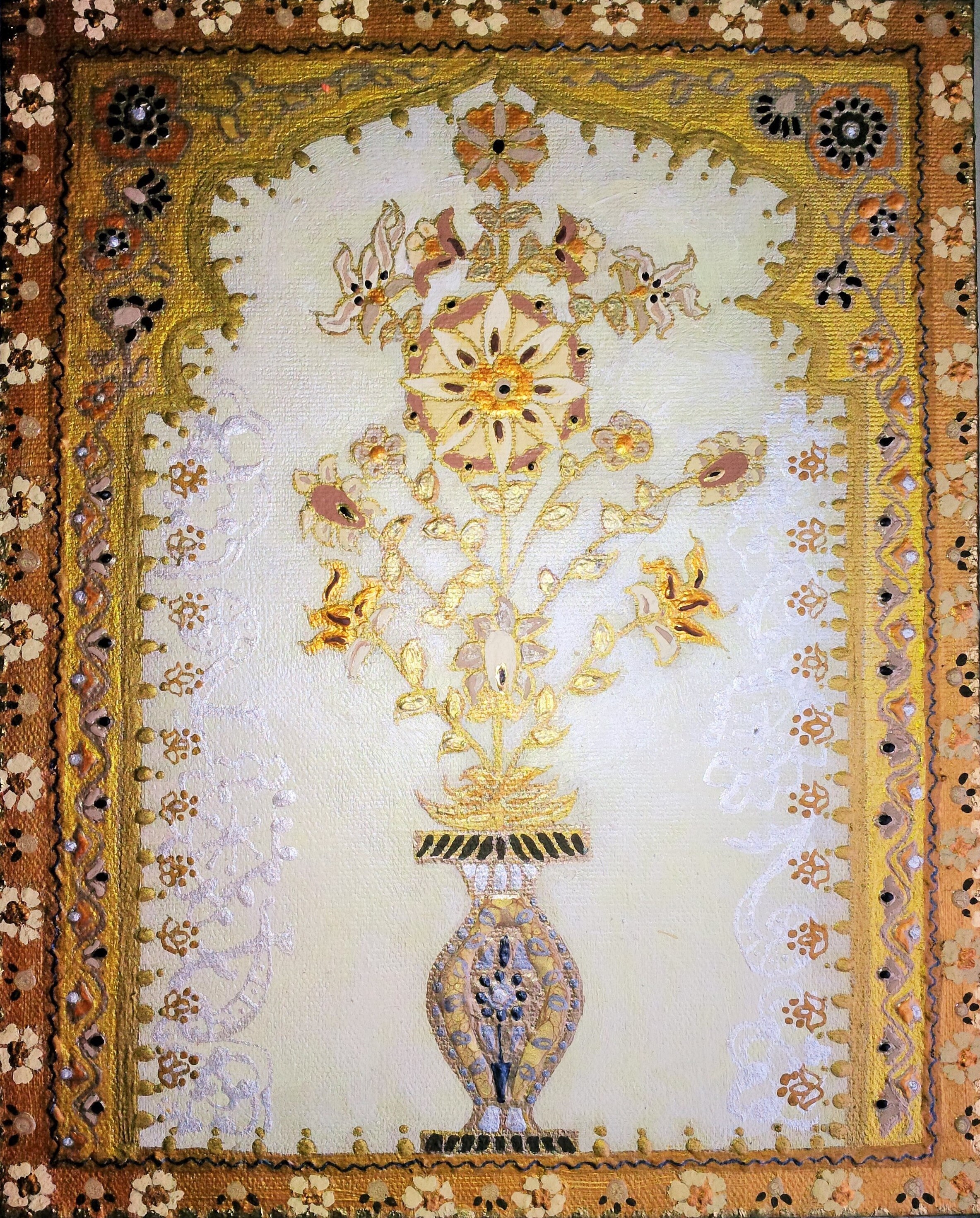 Exotic Indian Art With Mughal and Rajasthani Motif-oil on 8x10 - Etsy