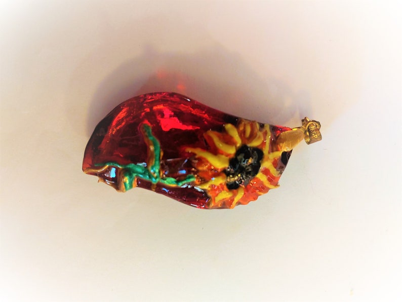 Red Crystal Sunflower Hand Painted Crystal Pendant - Etsy