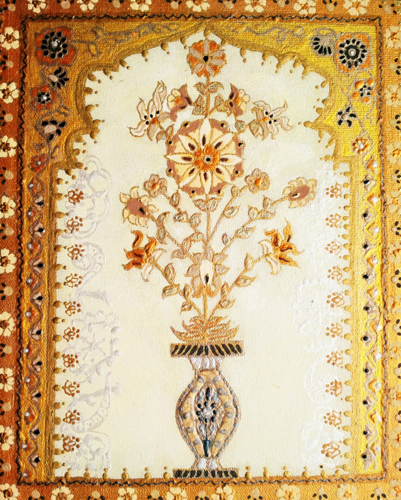 Exotic Indian Art With Mughal and Rajasthani Motif-oil on 8x10 Canvas ...