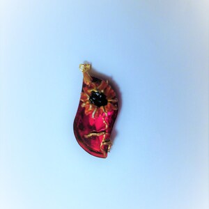 Red crystal sunflower Hand painted crystal pendant | Etsy