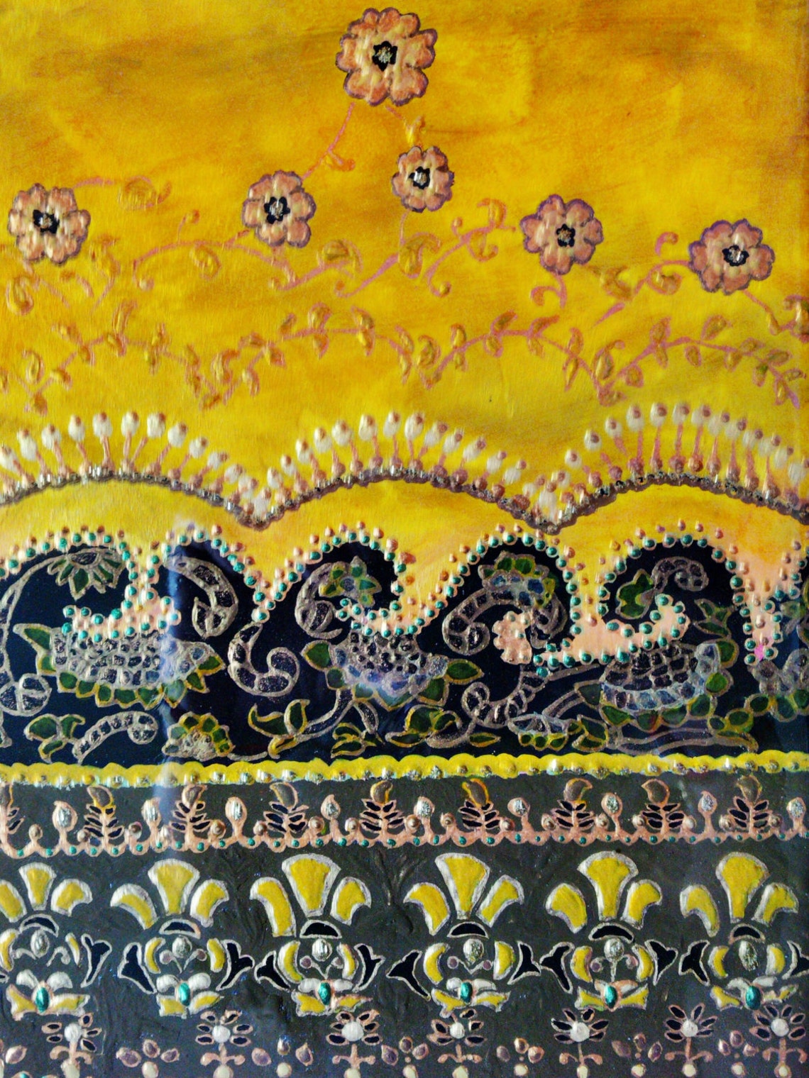 Exotic Indian Art With Mughal and Rajasthani Motif-lacquer Finish-oil ...