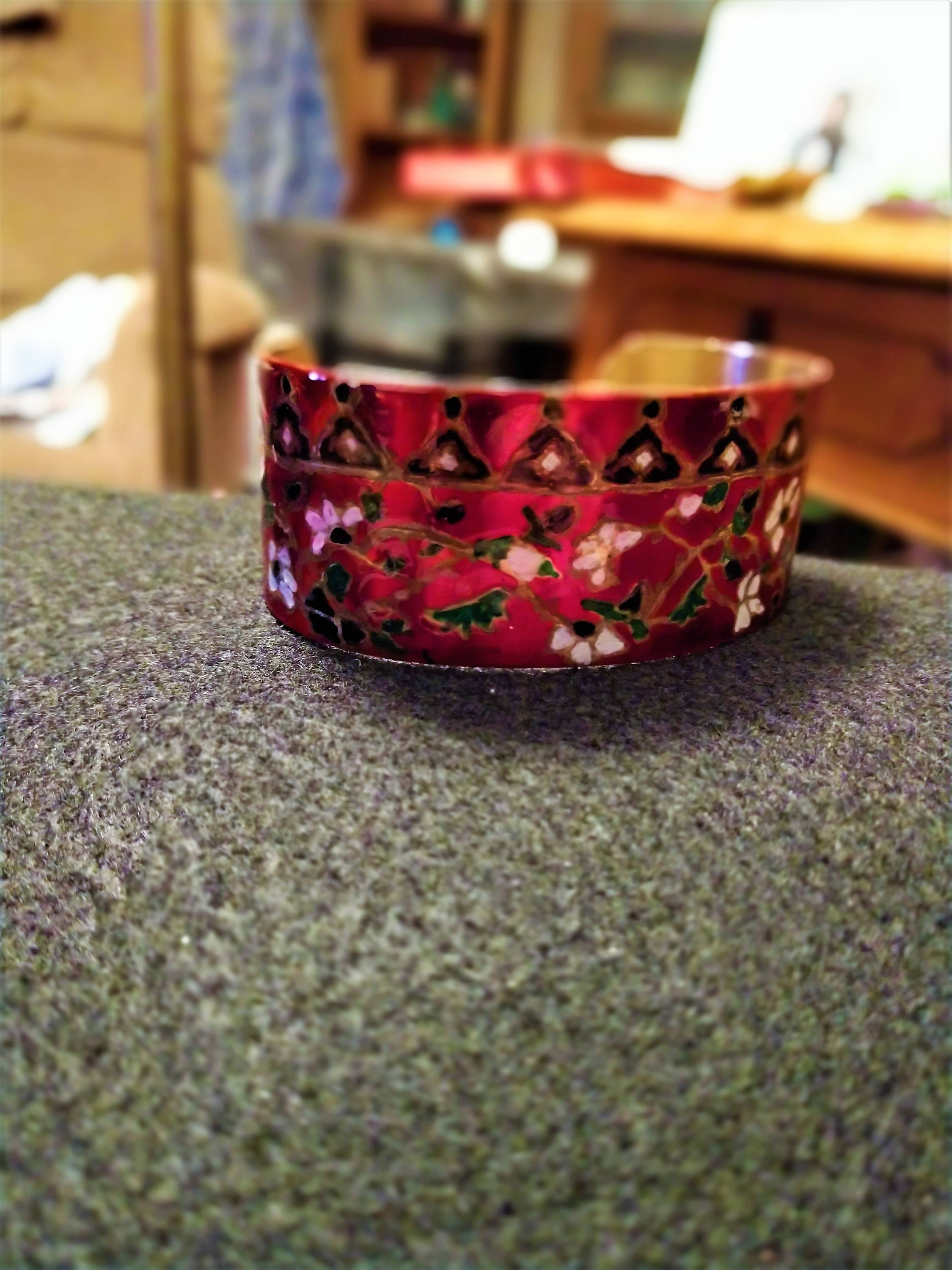 Hand Painted Red Brass Indian Bangle FREE Pendant - Etsy
