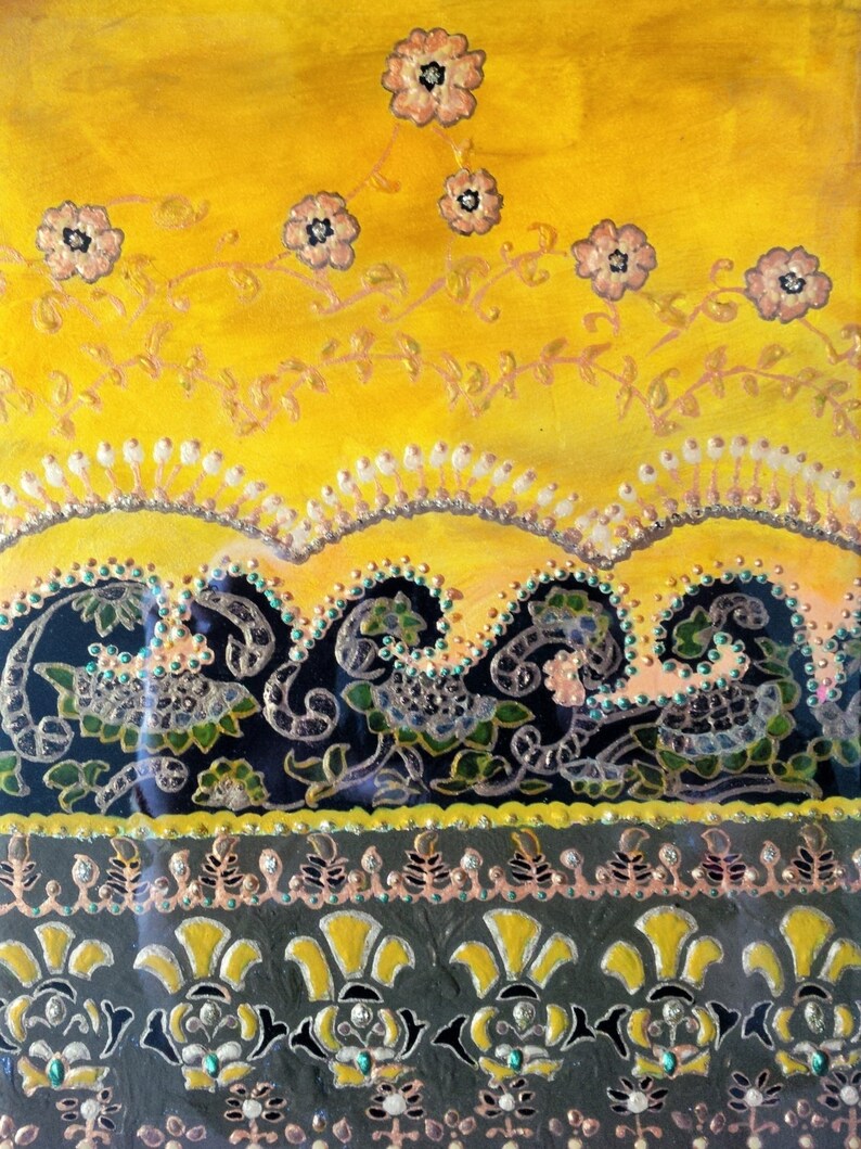 Exotic Indian Art With Mughal and Rajasthani Motif-lacquer Finish-oil ...