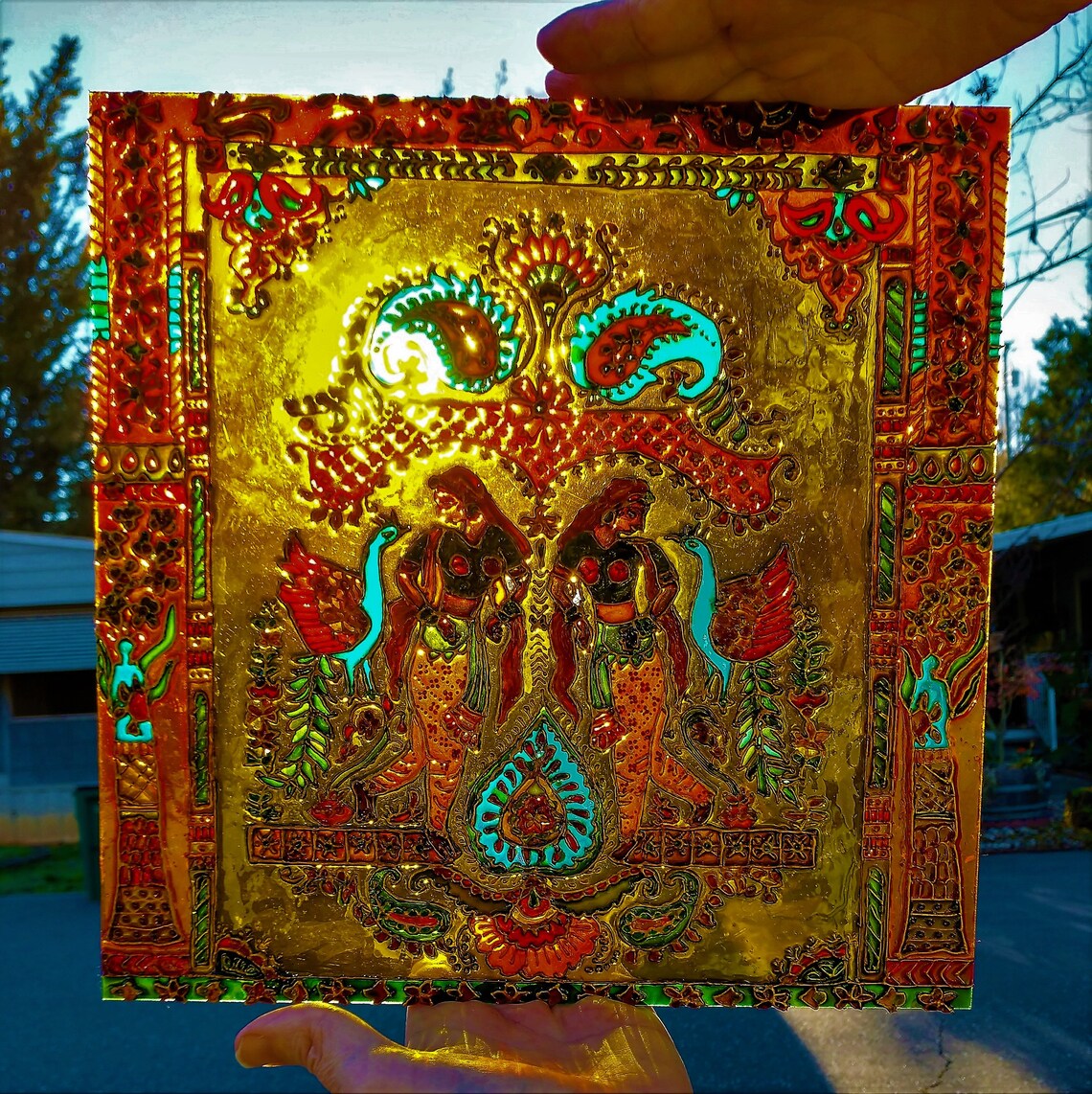 Indian Glass Painting With Mughal and Rajasthani Rani Motif | Etsy