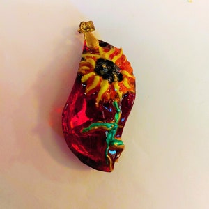 Red Crystal Sunflower - Hand Painted Crystal Pendant - Etsy