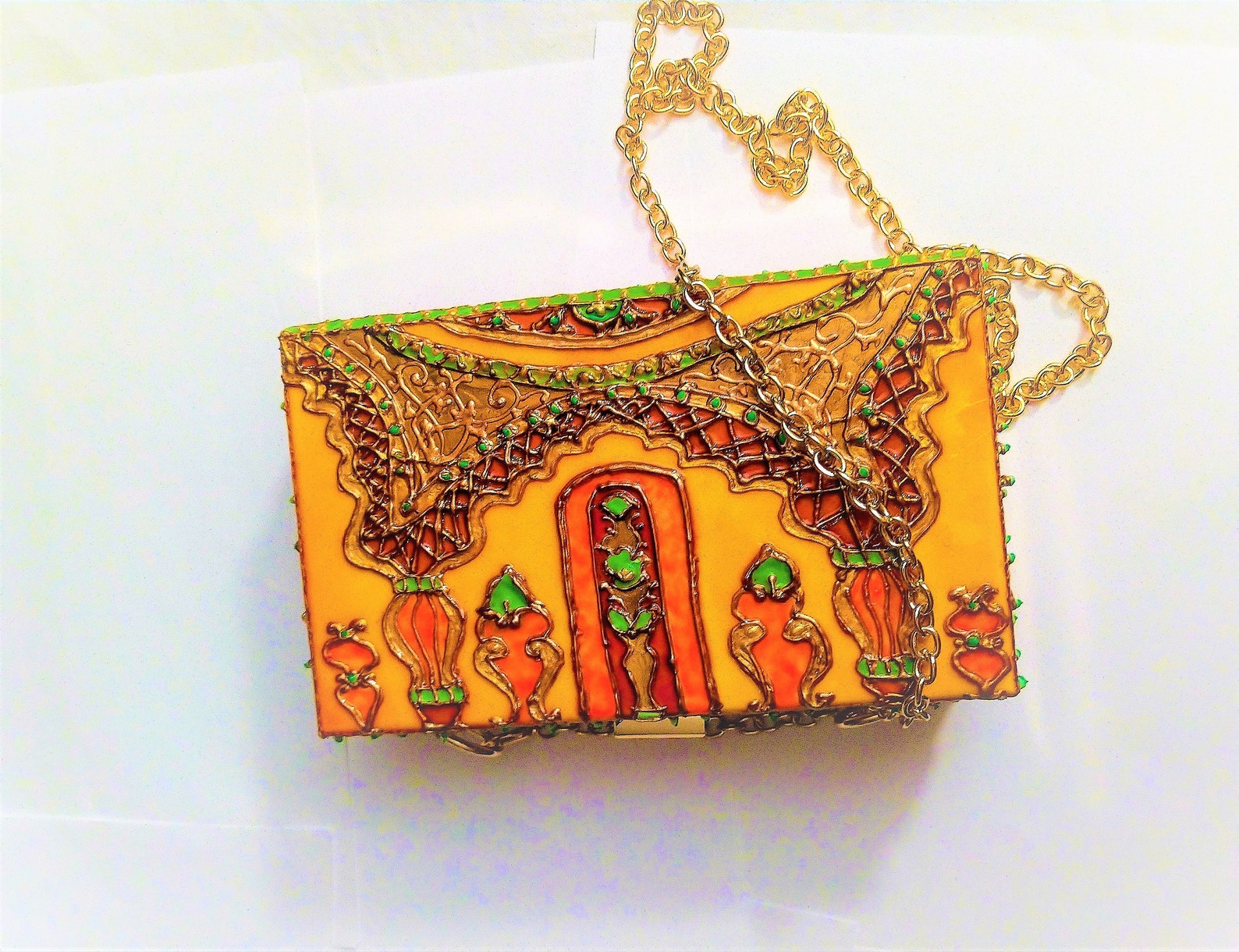 Yellow Palace Design Hand Painted Evening Bag Clutch - Etsy