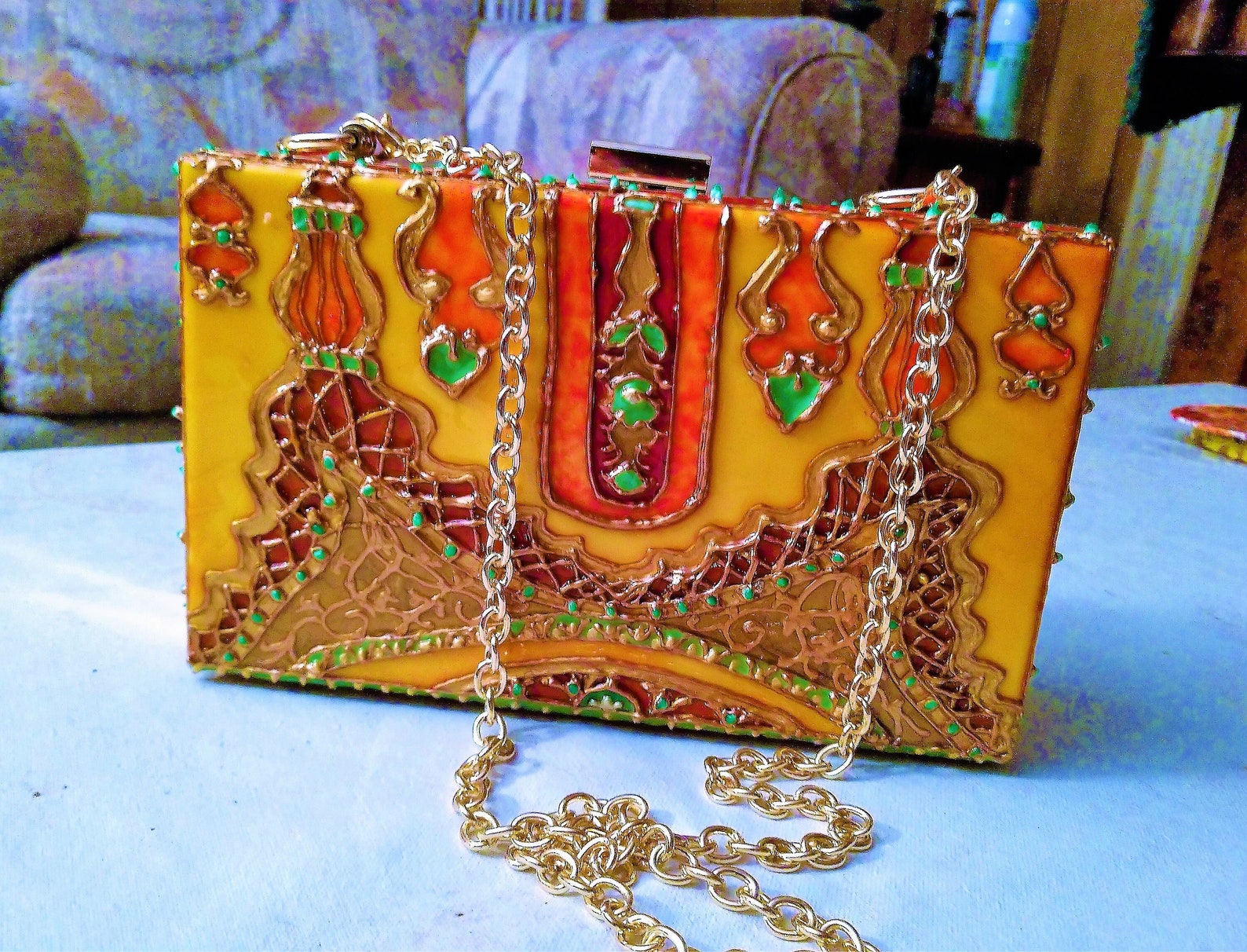 Yellow Palace Design Hand Painted Evening Bag Clutch - Etsy