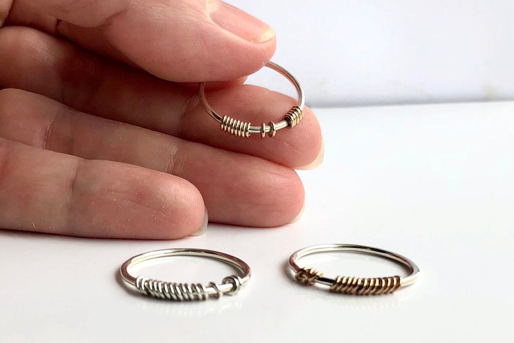 Stacking Fidget Ring Dainty Spinner Ring for Women Mental | Etsy