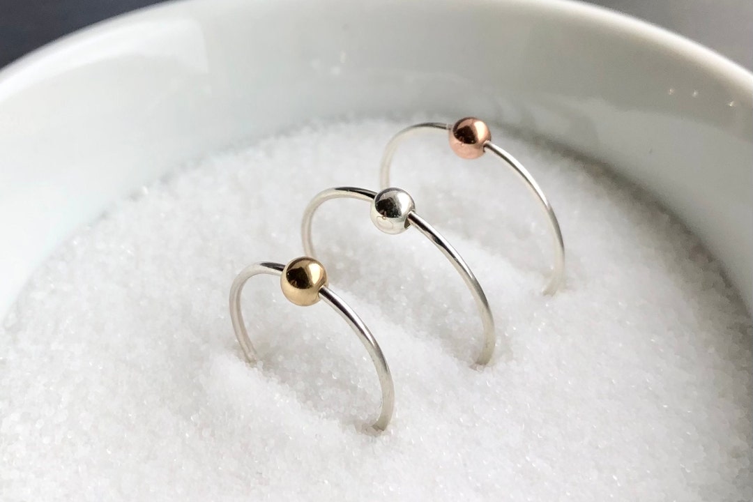 Dainty Silver Solo Fidget Ring, Womens Spinner Worry Ring for Self Care ...