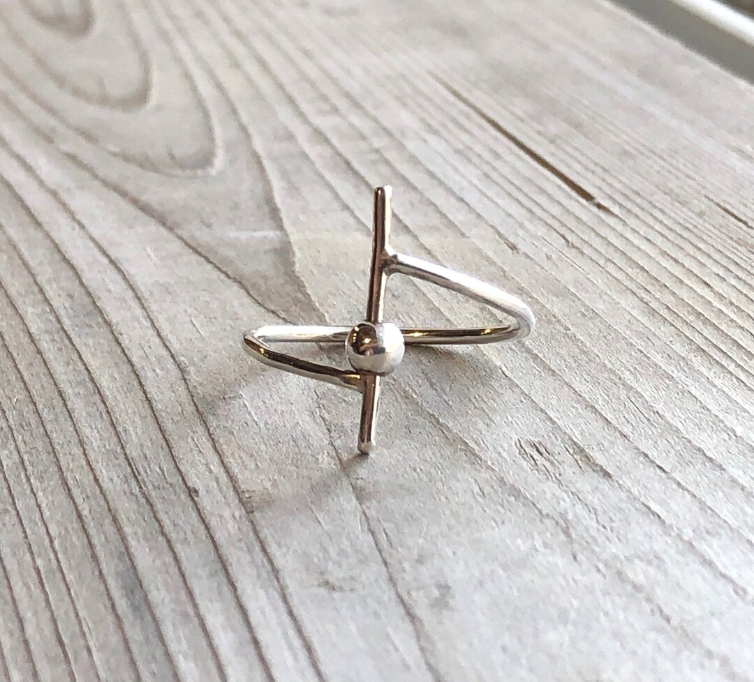 Bar Fidget Ring for Self Care Dainty Silver Worry Ring for - Etsy