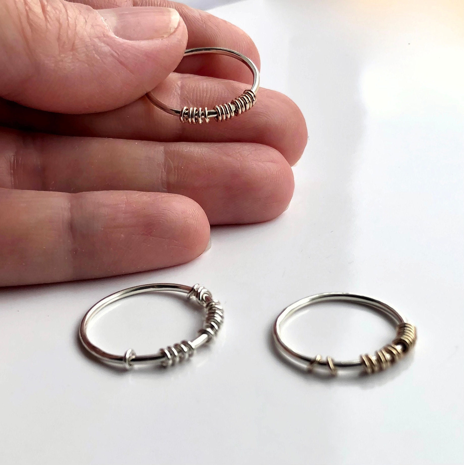 Stacking Fidget Ring Dainty Spinner Ring for Women Mental | Etsy