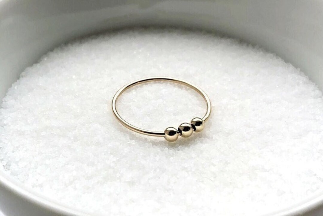 Gold Filled Fidget Bead Ring, Dainty Fidget Jewelry for Her, Women's ...