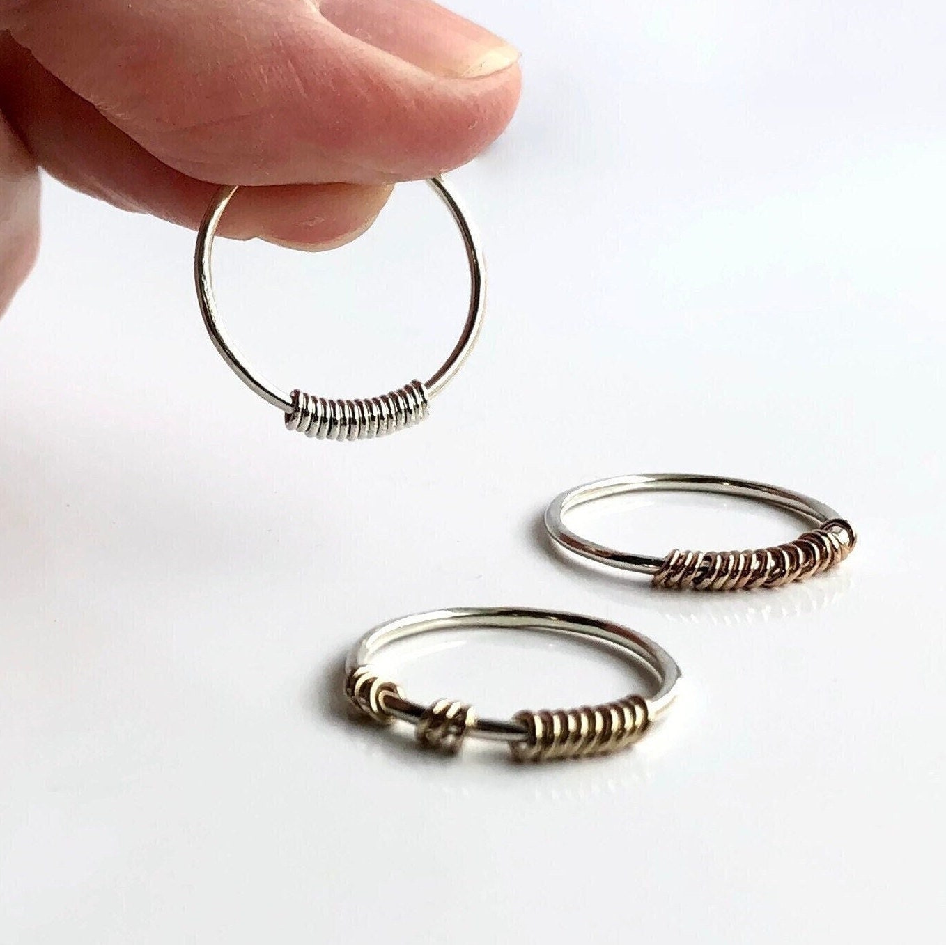 Stacking Fidget Ring Dainty Spinner Ring for Women Mental | Etsy