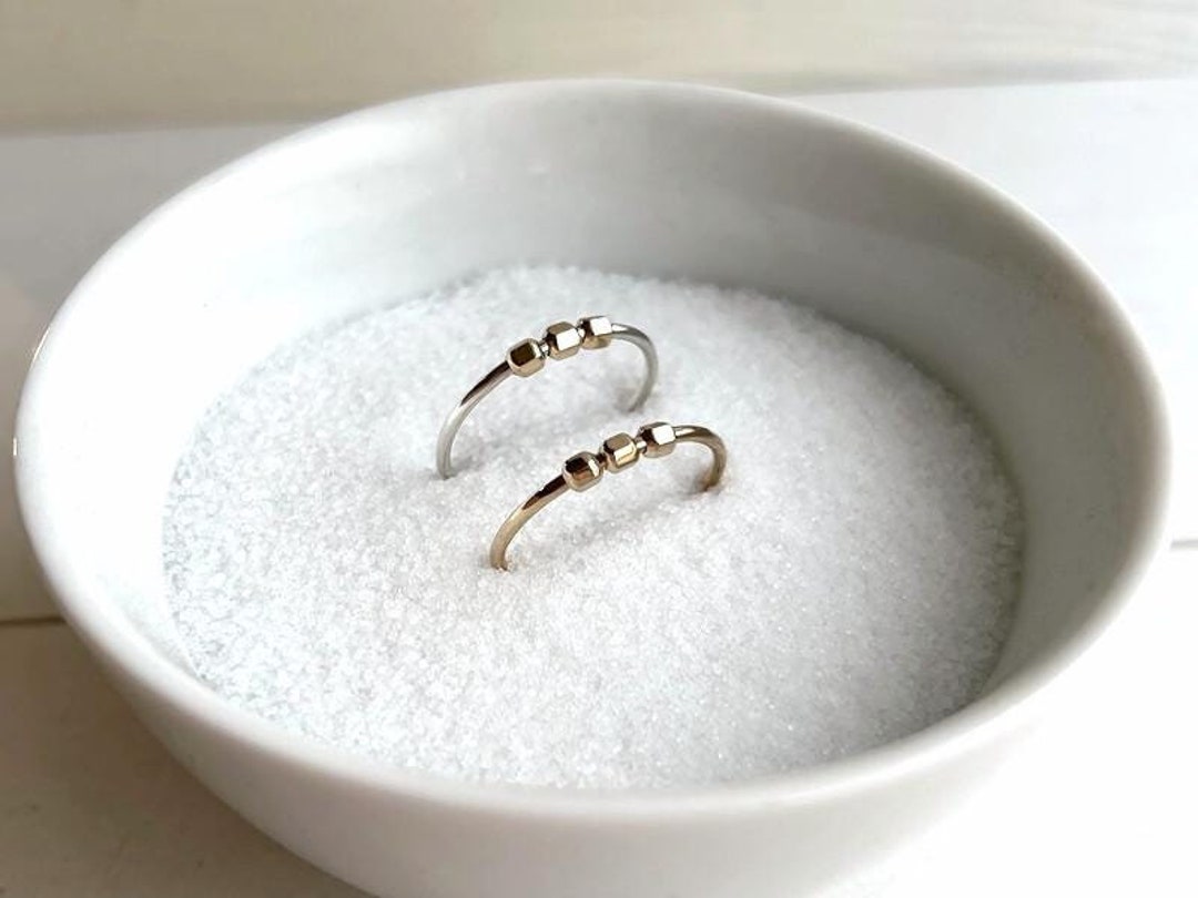 Dainty Stacking Fidget Ring, Handmade Mixed Metal Jewelry Gift for Her ...
