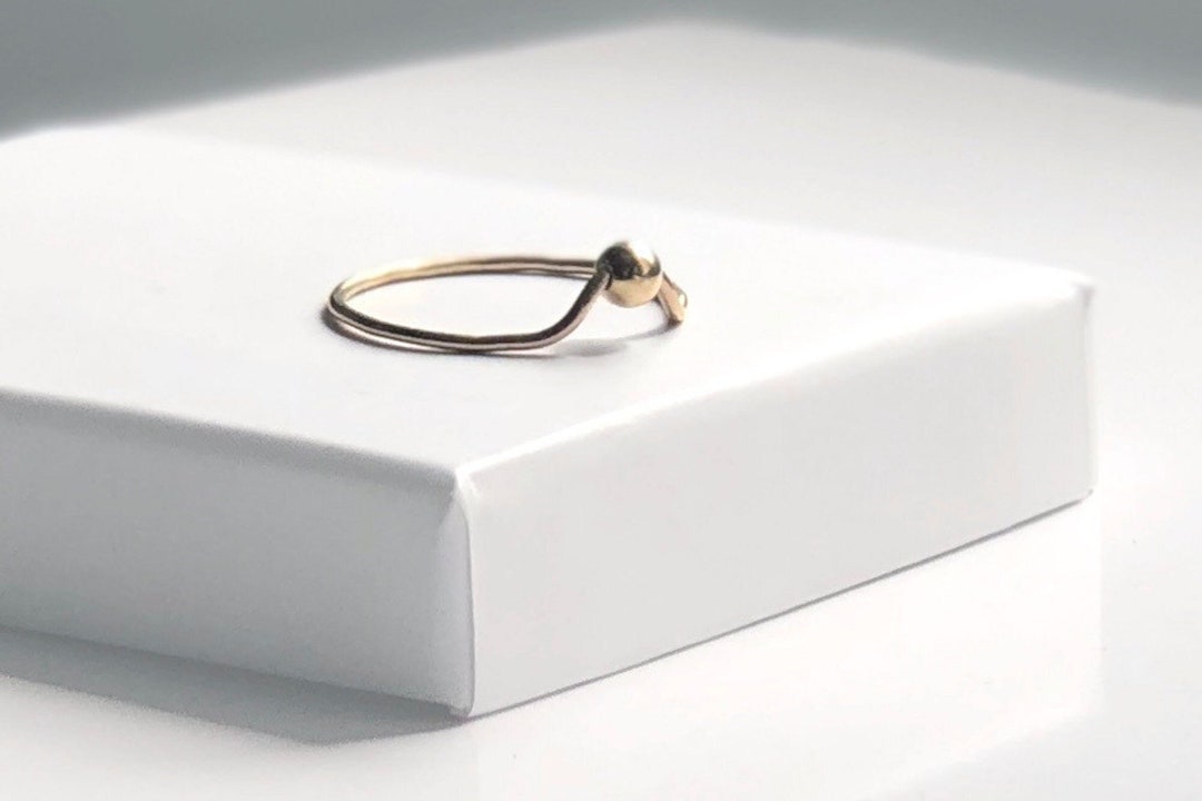 Dainty Gold Curved Fidget Ring, Handmade Gold Filled Women's Spinner ...