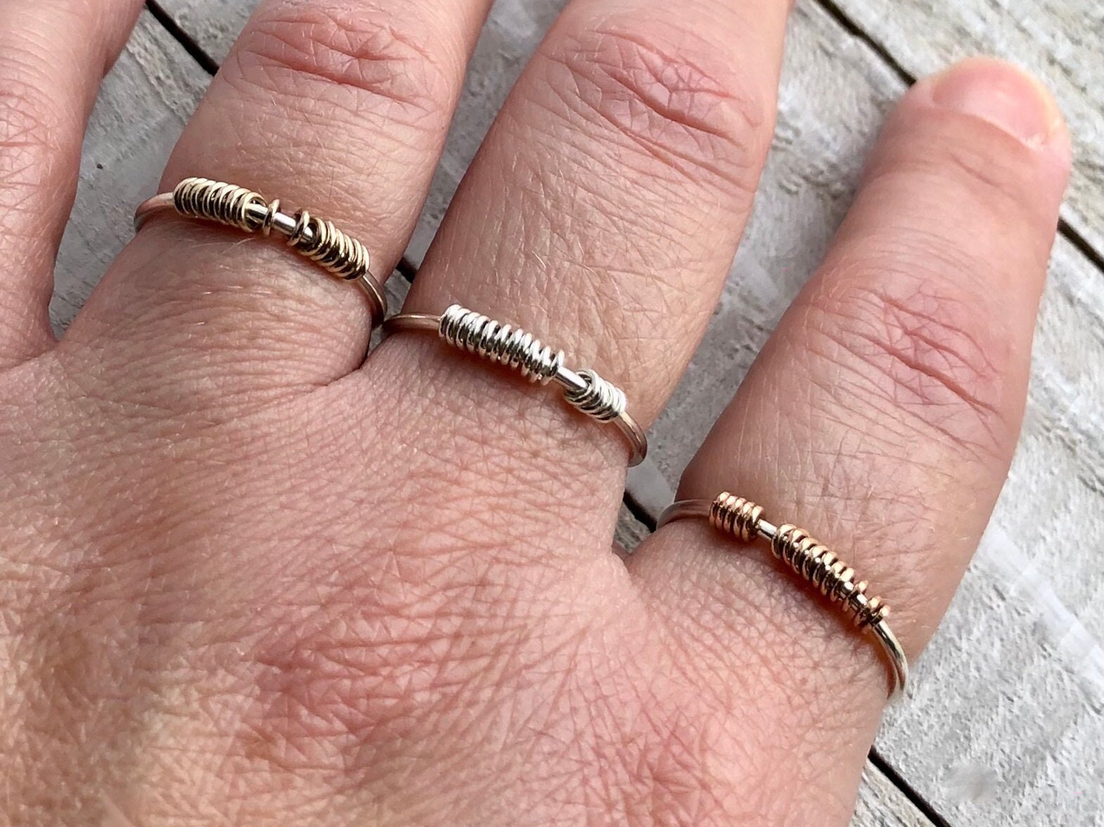 Stacking Fidget Ring Dainty Spinner Ring for Women Mental | Etsy