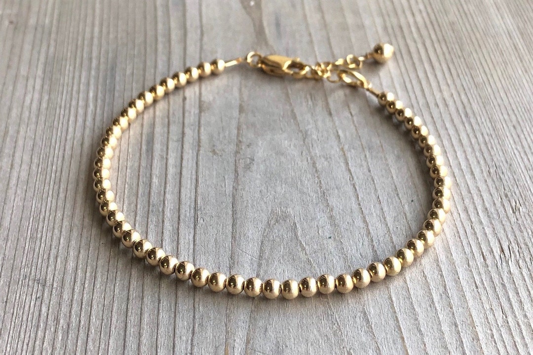 3mm Gold Filled Ball Bracelet: Minimalist Beaded Stacking Bracelet - Etsy