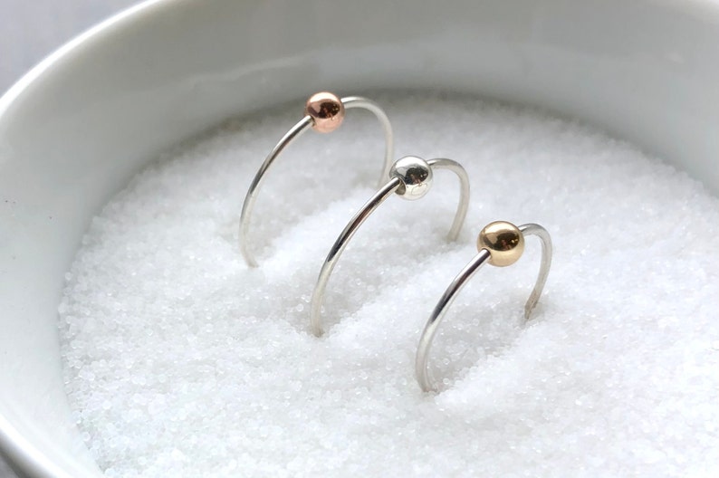 Dainty Sterling Silver Fidget Ring: Women's Spinner Band, Mixed Metal ...