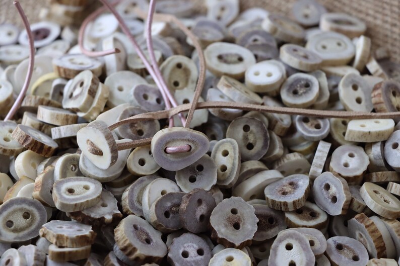 Natural Deer Antler Buttons: Large Thread Hole, Rustic Style (2 Ct.) - Etsy
