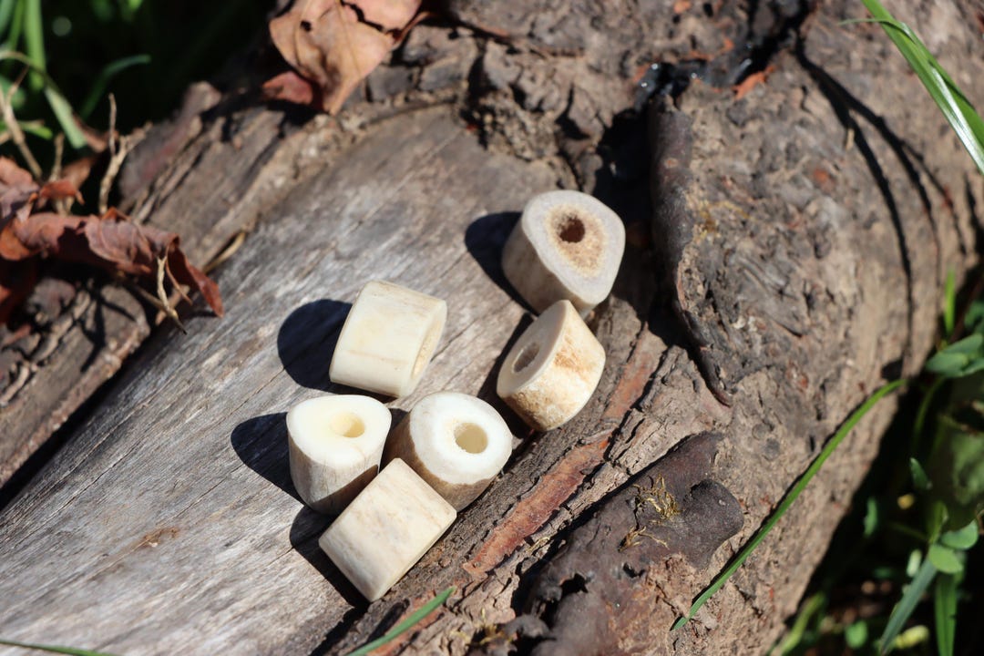 Deer Antler Beads With Large Thread Holes, Set of Two Fits Average Para ...