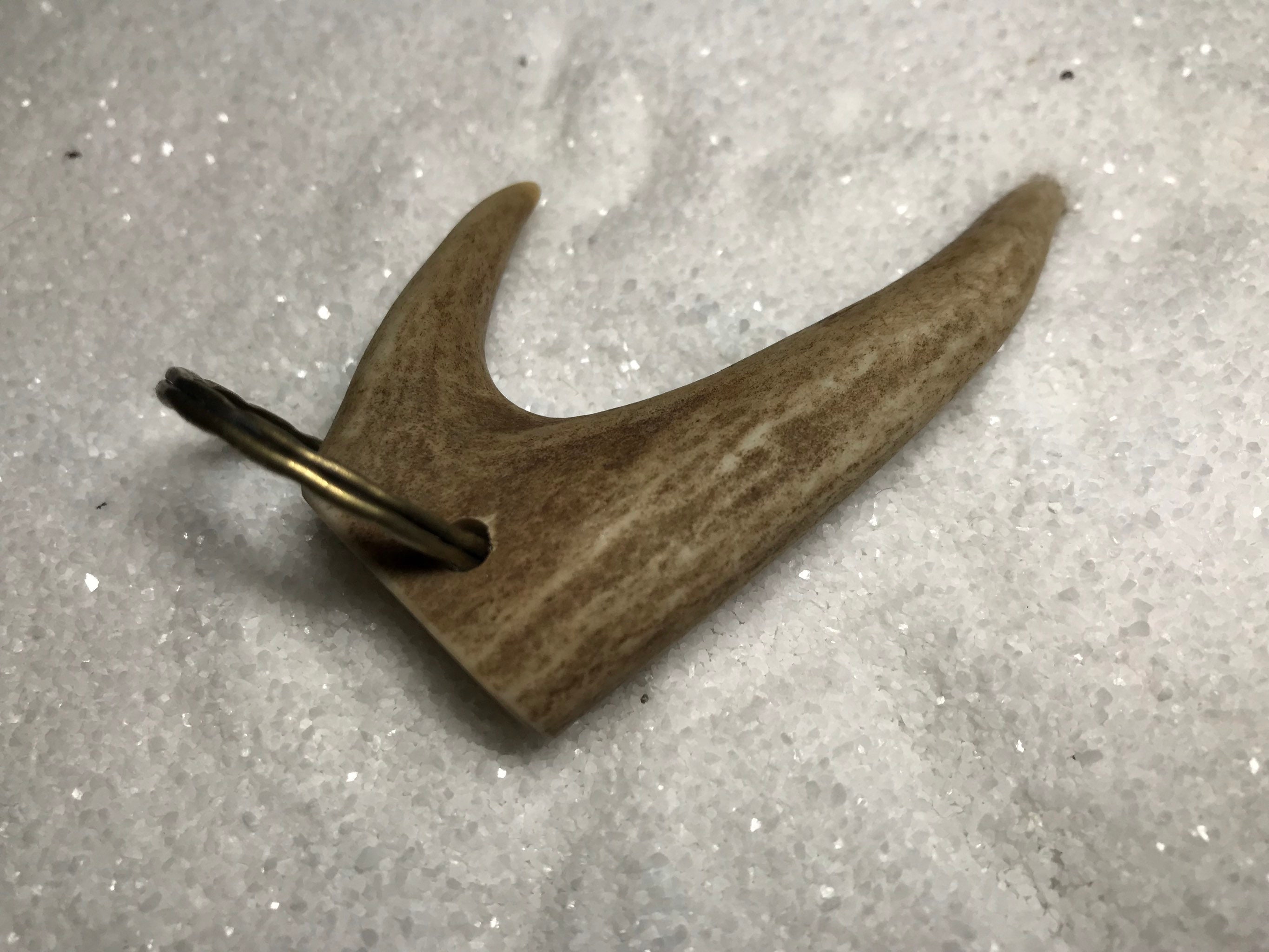 Antler Keychain, Natural Deer Antler Keychain, Antiqued Bronze Key Ring ...