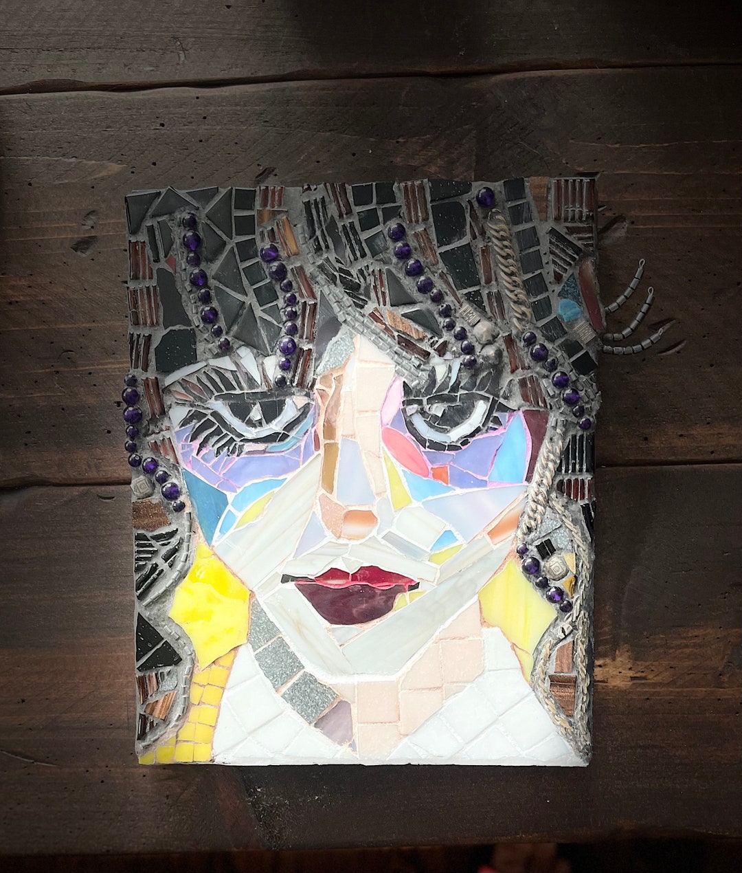 Incredible Wednesday Addams Mosaic Stained Glass Portrait - Etsy