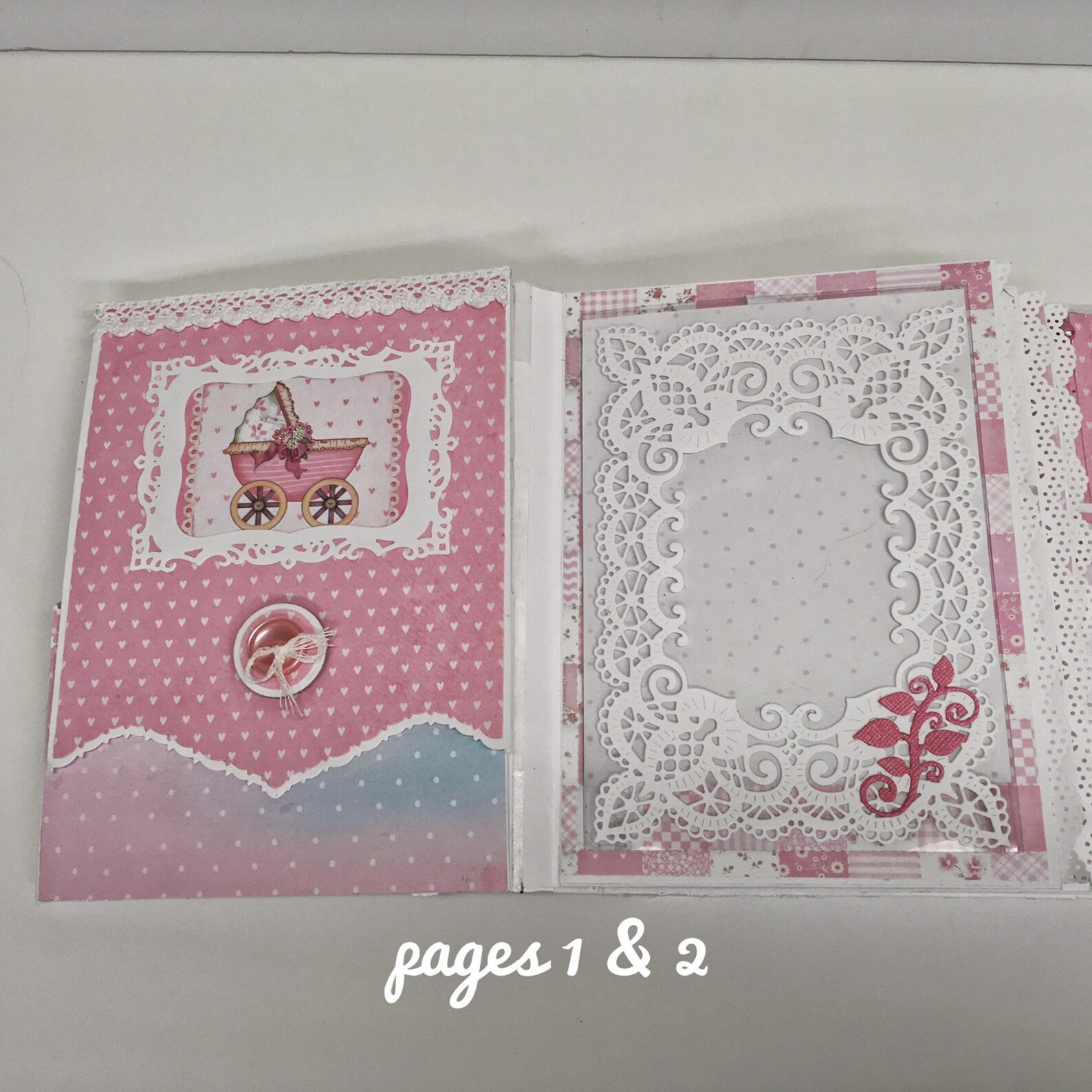 Price Reduced Handmade Baby Girl Mini-album in Pink and White With Baby ...