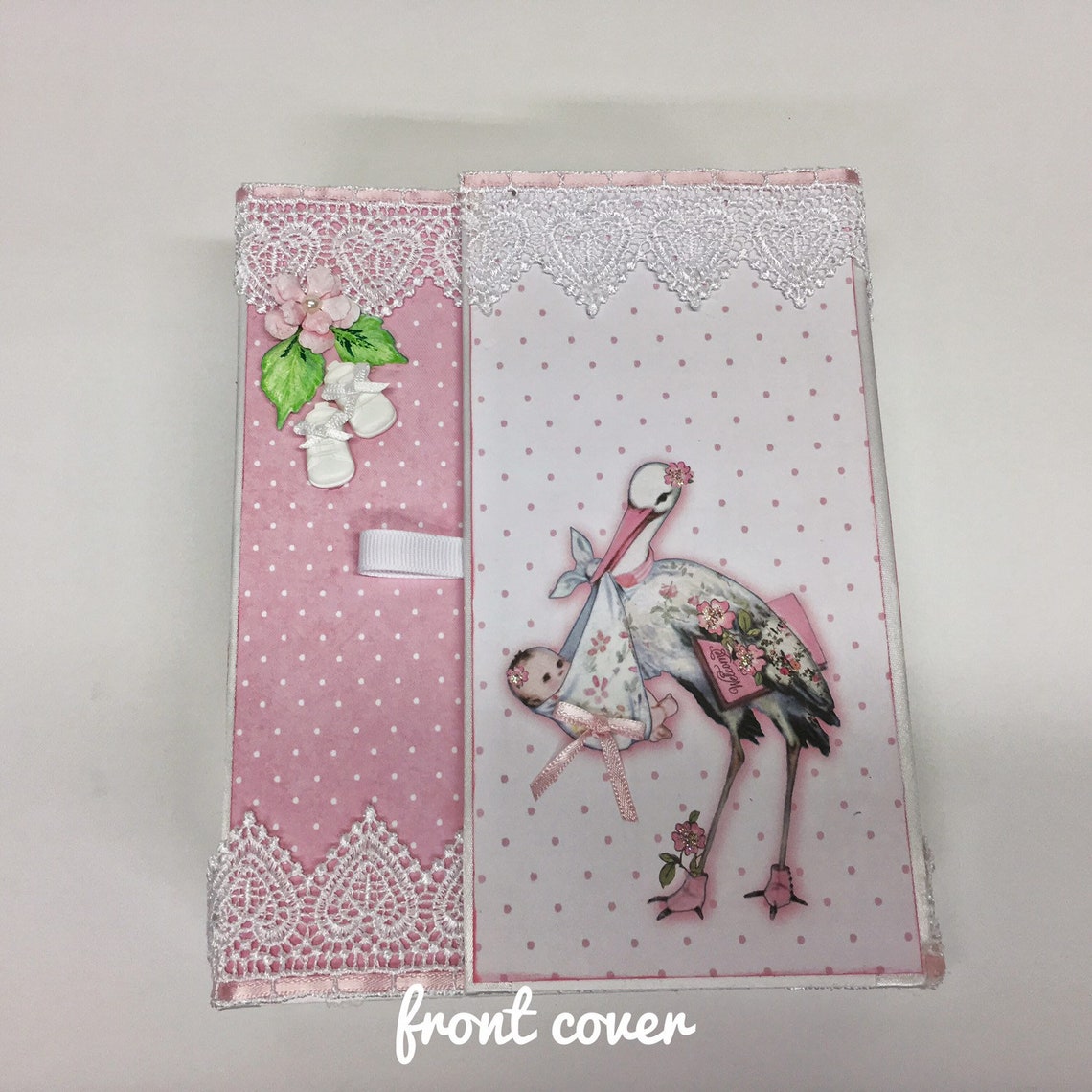 Price Reduced Handmade Baby Girl Mini-album in Pink and White With Baby ...
