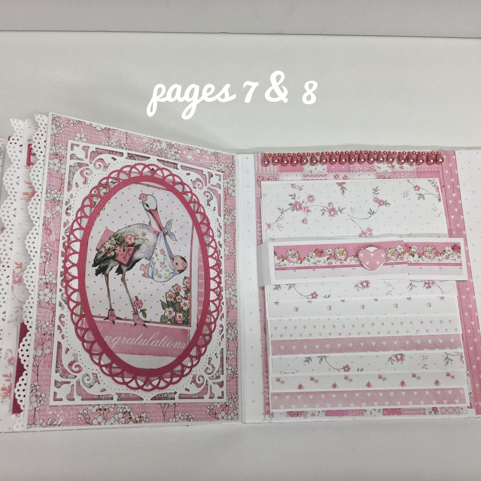 Price Reduced Handmade Baby Girl Mini-album in Pink and White With Baby ...
