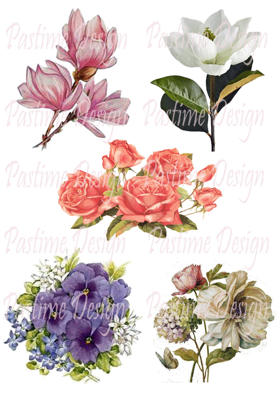 Vintage Flower Clip Artflower Decoupagevintage Flower - Etsy