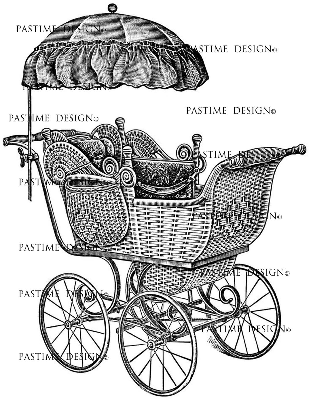 Antique Pram Clip Art,vintage Pram Clip Art, Vintage Pram Image ...