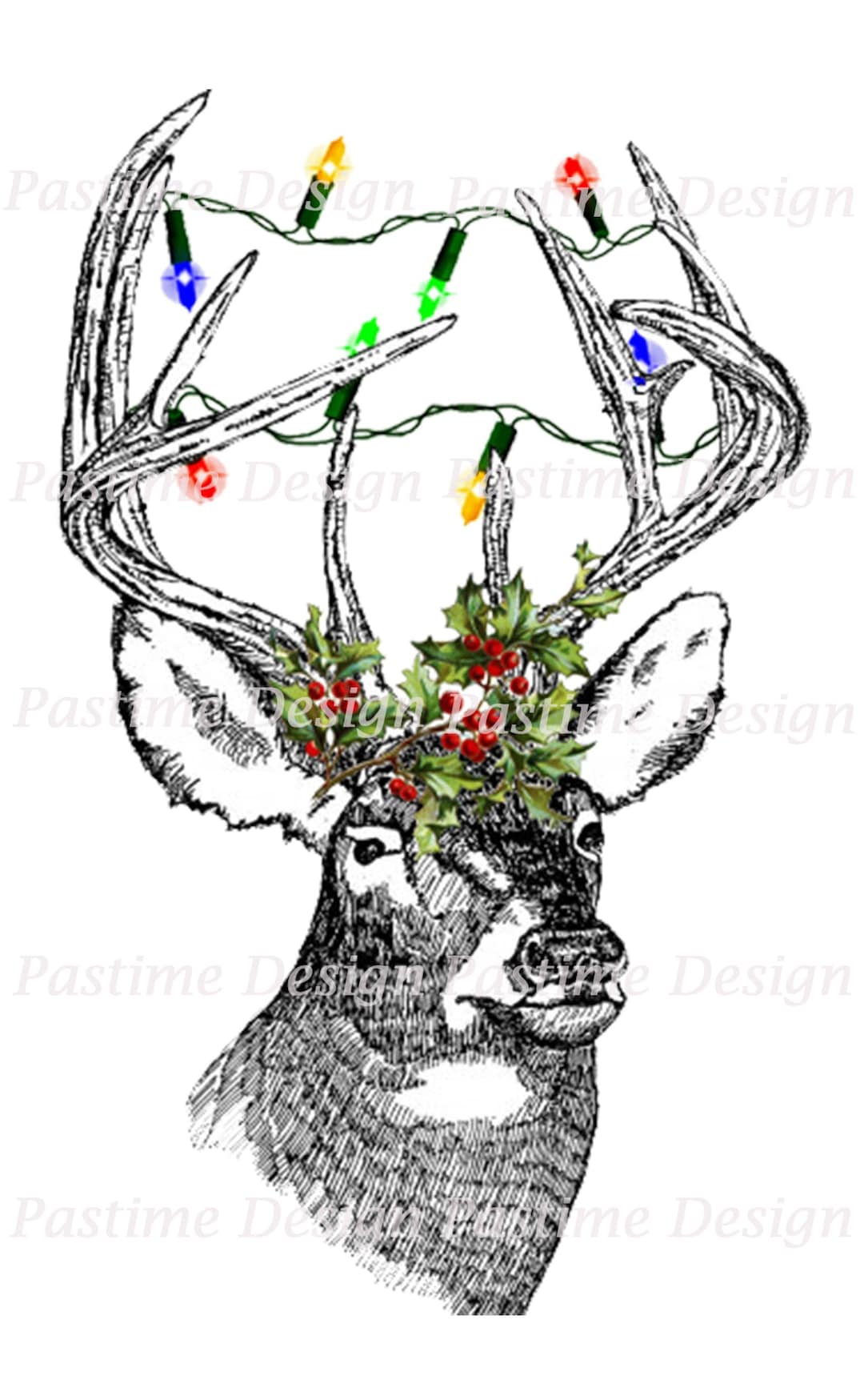 Christmas Stag Clip Art,christmas Stag Image,instant Download,digital ...